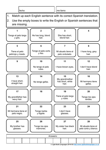 S1 - describing myself and others SPANISH | Teaching Resources