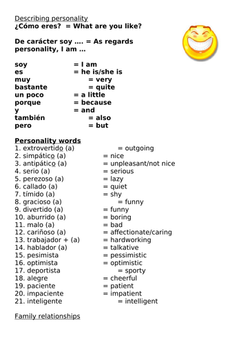 S1 - describing myself and others SPANISH | Teaching Resources
