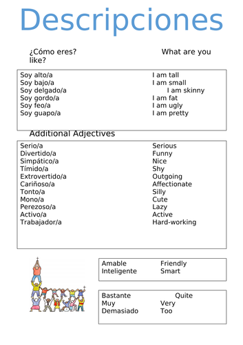 S1 - describing myself and others SPANISH | Teaching Resources