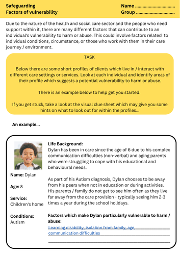 Safeguarding - Factors of vulnerability | Teaching Resources