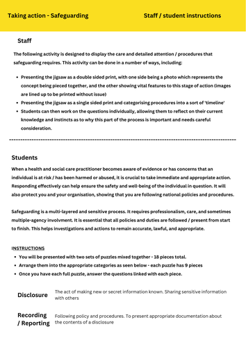 Safeguarding - Taking action | Teaching Resources