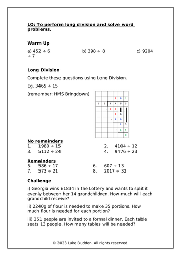 KS2 Long Division | Teaching Resources