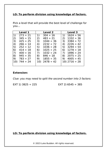 KS2 Long Division | Teaching Resources