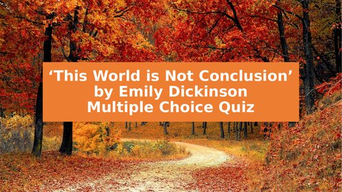 This World is not Conclusion by Emily Dickinson Student Worksheet and ...
