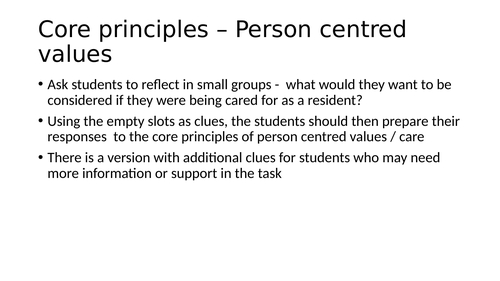 Person-centred values - Core principles | Teaching Resources