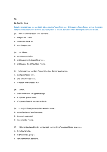 1. Various activities on skills paper 1 French A level | Teaching Resources