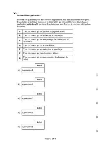 Paper 1 French BUNDLE skills revision | Teaching Resources