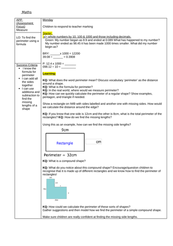Y5 Maths Planning (Covering Area, Perimeter, Capacity and Volume ...