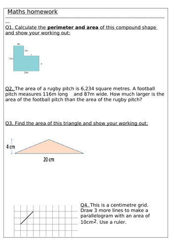 Y5 Maths Planning (Covering Area, Perimeter, Capacity and Volume ...