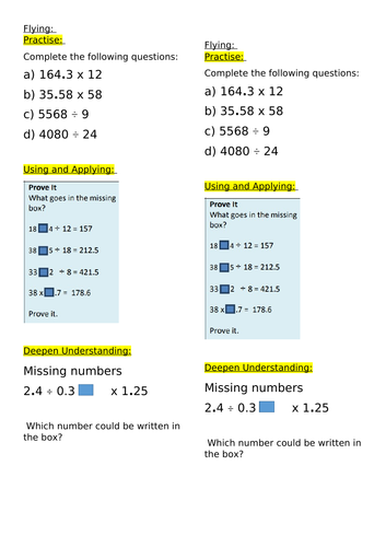 Y5 Maths Planning and Resources (Covering Written Calculation ...
