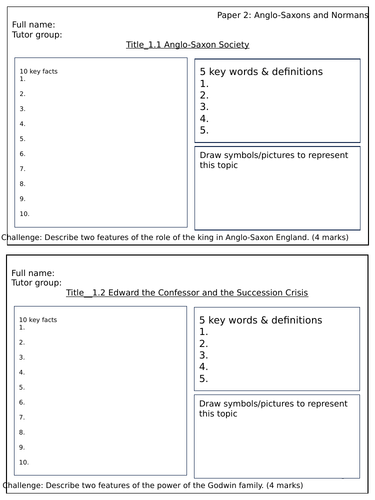 GCSE History blank flashcards | Teaching Resources