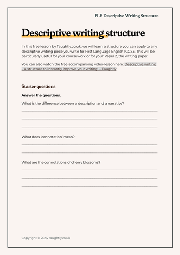 Improving Descriptive Writing Structure - for First Language English ...