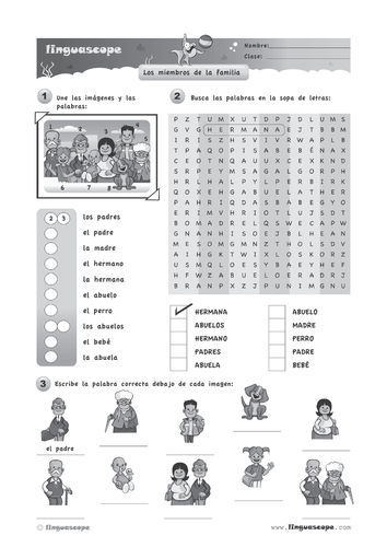 Mi familia (members, physical description, relationships, chores ...