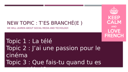 S3 - French - t'es branché - passtemps | Teaching Resources