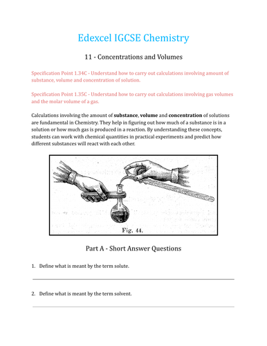 Edexcel IGCSE Chemistry Worksheets Chapter 2 - Atoms and Molecules ...
