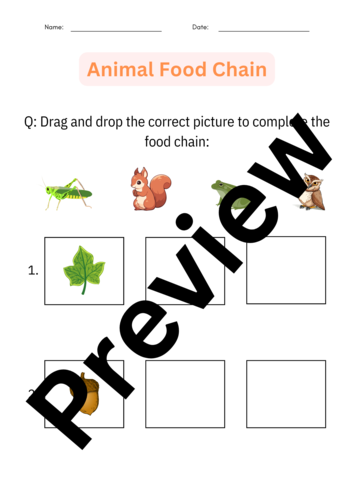 Printable Animal Food Chain Worksheet and Activity - Cut And Paste for ...