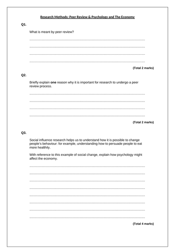 A-Level Psychology - PEER REVIEW & PSYCHOLOGY AND THE ECONOMY [Year 1 ...