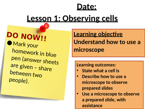 Year 7 Observing Cells | Teaching Resources