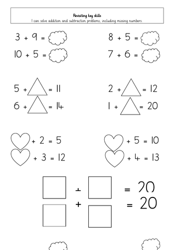 Year 2 Missing number addition and subtraction x2 levels | Teaching ...