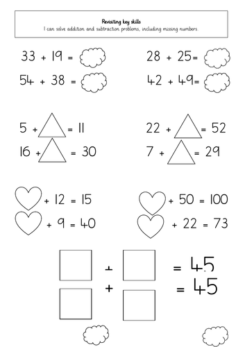 Year 2 Missing number addition and subtraction x2 levels | Teaching ...