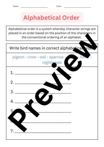 ABC Order - Printable Alphabetical Order Worksheets for 1st l 2nd l 3rd ...