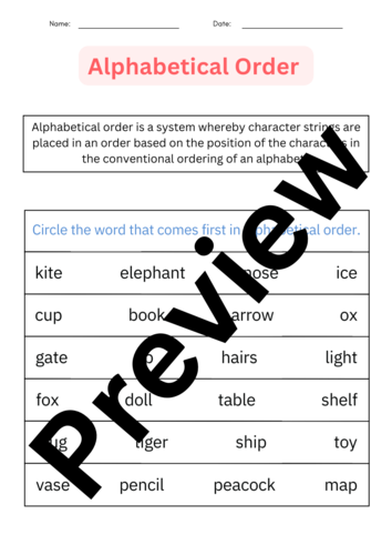 ABC Order - Printable Alphabetical Order Worksheets for 1st l 2nd l 3rd ...