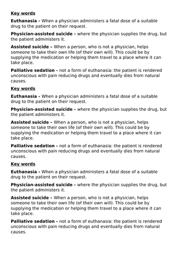 KS3/4 Medical ethics Euthanasia lesson 4 | Teaching Resources