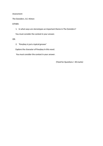 The Outsiders complete scheme of work | Teaching Resources