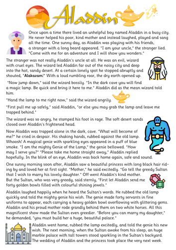Aladdin Fairy Tale Reading Comprehension | Teaching Resources