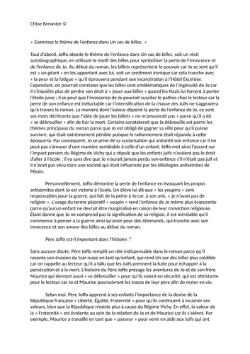 Un sac de billes - Mini Essays | Teaching Resources