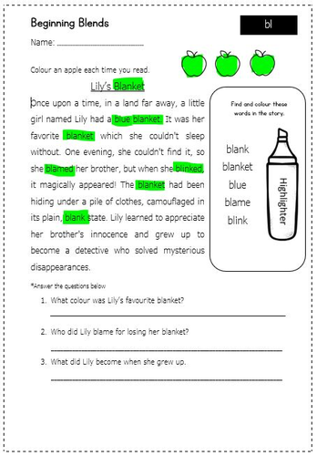 Master Beginning Blends Phonics Reading Comprehension Passages ...