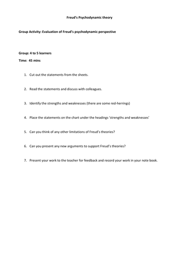 Access to HE Psychology: Psychodynamic Approach | Teaching Resources