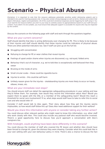 Safeguarding Scenario Training Pack Teaching Resources