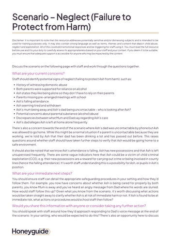 Safeguarding Scenario Training Pack | Teaching Resources