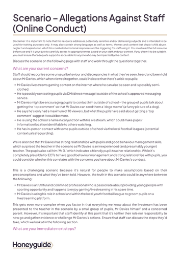 Safeguarding Scenario Training Pack | Teaching Resources