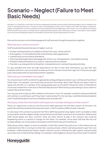 Safeguarding Scenario Training Pack | Teaching Resources