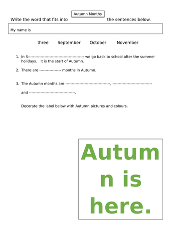 Autumn bundle 10 worksheets KS1 pupils: | Teaching Resources