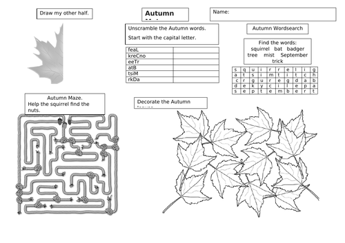 Autumn bundle 10 worksheets KS1 pupils: | Teaching Resources