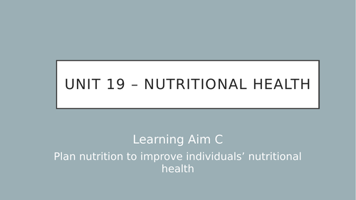 Nutritional Health | Teaching Resources