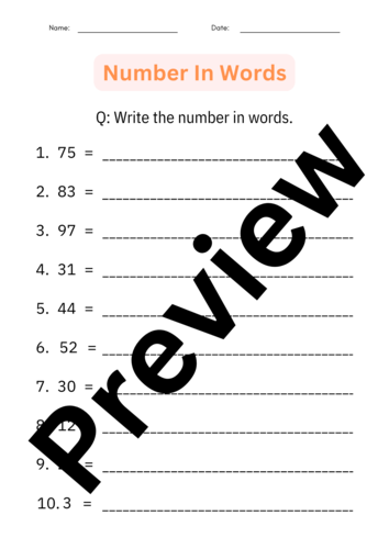 Printable Writing Number Words 1 to 100 Worksheets for Kindergarten ...