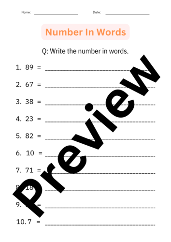 Printable Writing Number Words 1 to 100 Worksheets for Kindergarten ...