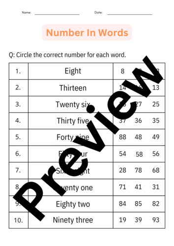 Printable Writing Number Words 1 to 100 Worksheets for Kindergarten ...