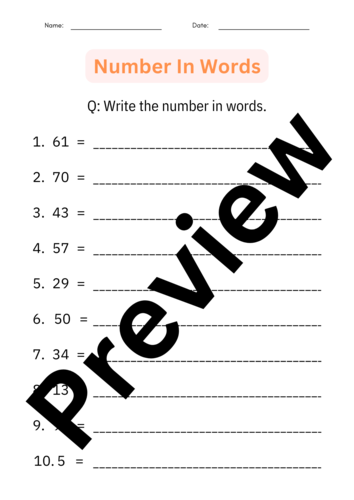 Printable Writing Number Words 1 to 100 Worksheets for Kindergarten ...