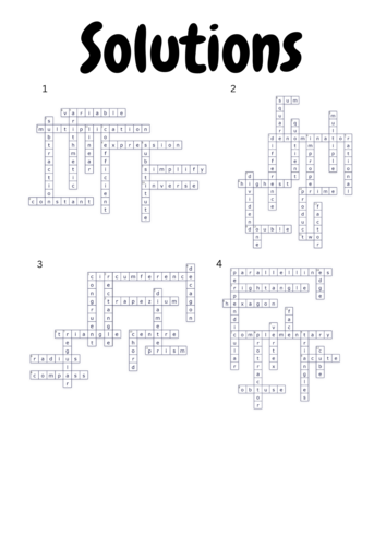 Mathematics vocabulary - Crosswords_KS3 | Teaching Resources