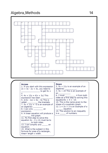 Mathematics vocabulary - Crosswords_KS3 | Teaching Resources