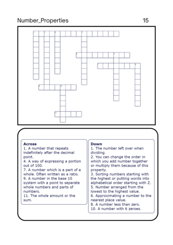 Mathematics vocabulary - Crosswords_KS3 | Teaching Resources