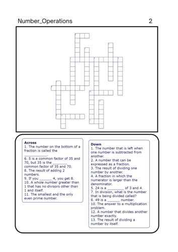 Mathematics vocabulary - Crosswords_KS3 | Teaching Resources