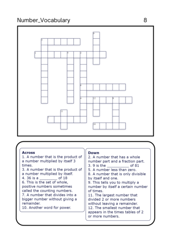 Mathematics vocabulary - Crosswords_KS3 | Teaching Resources