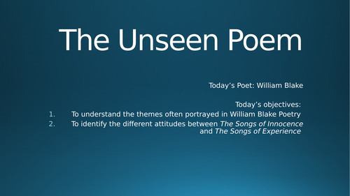 Unseen Poetry | Teaching Resources