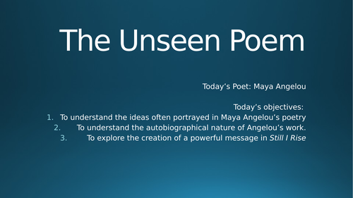 Unseen Poetry | Teaching Resources